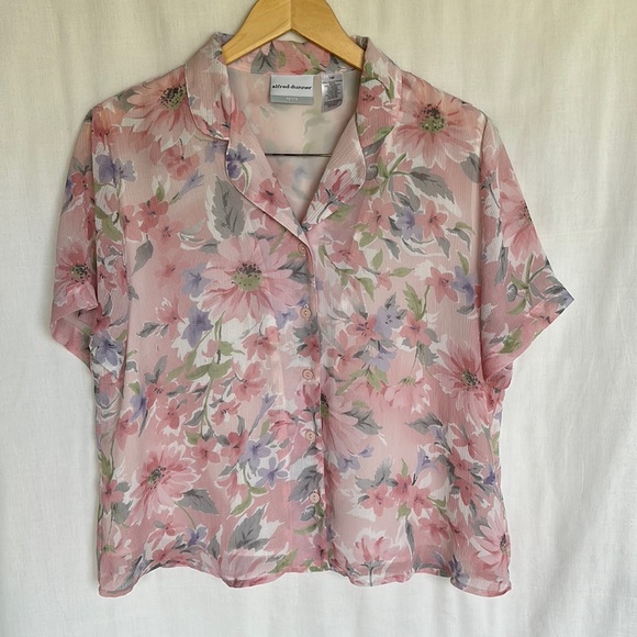 Alfred Dunner | Tops | Alfred Dunner Pink Floral Button Up Blouse With ...
